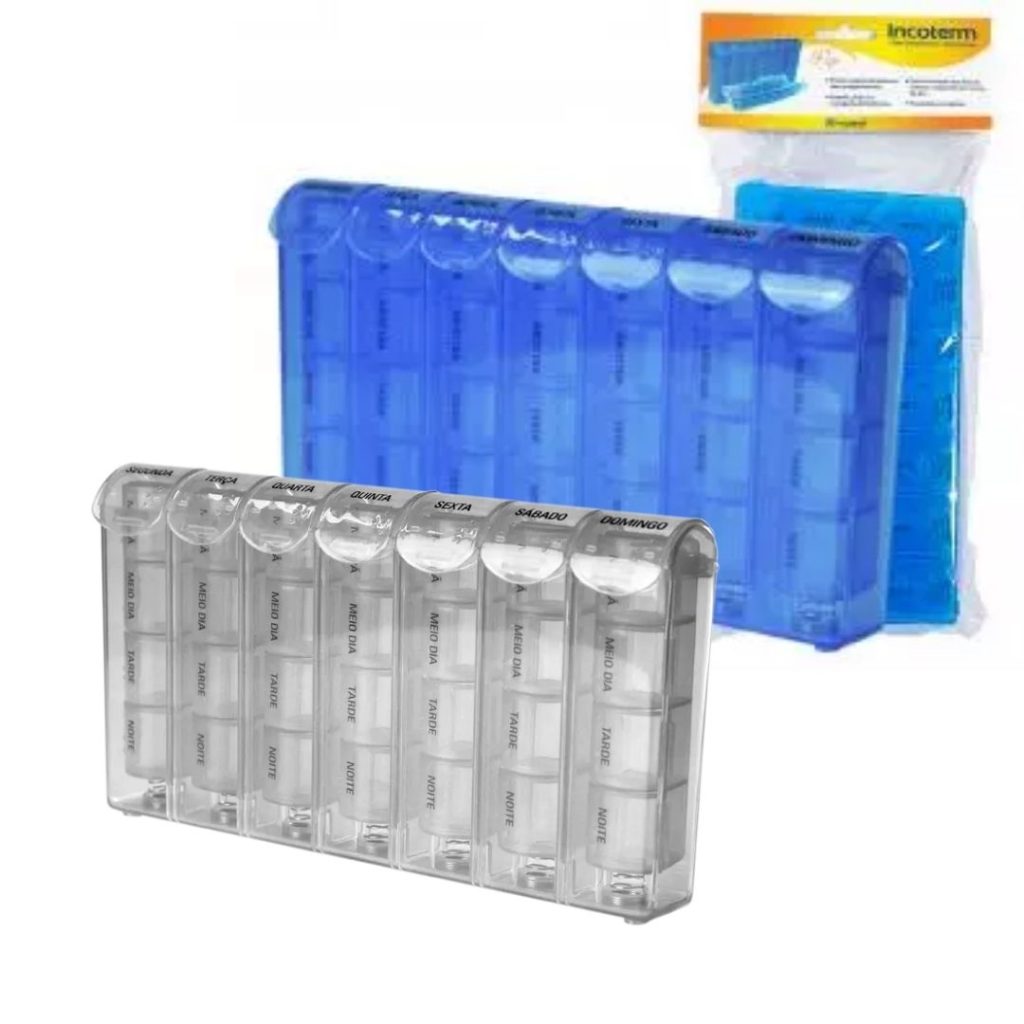 Porta comprimidos semanal com 8 repartições neon 3B